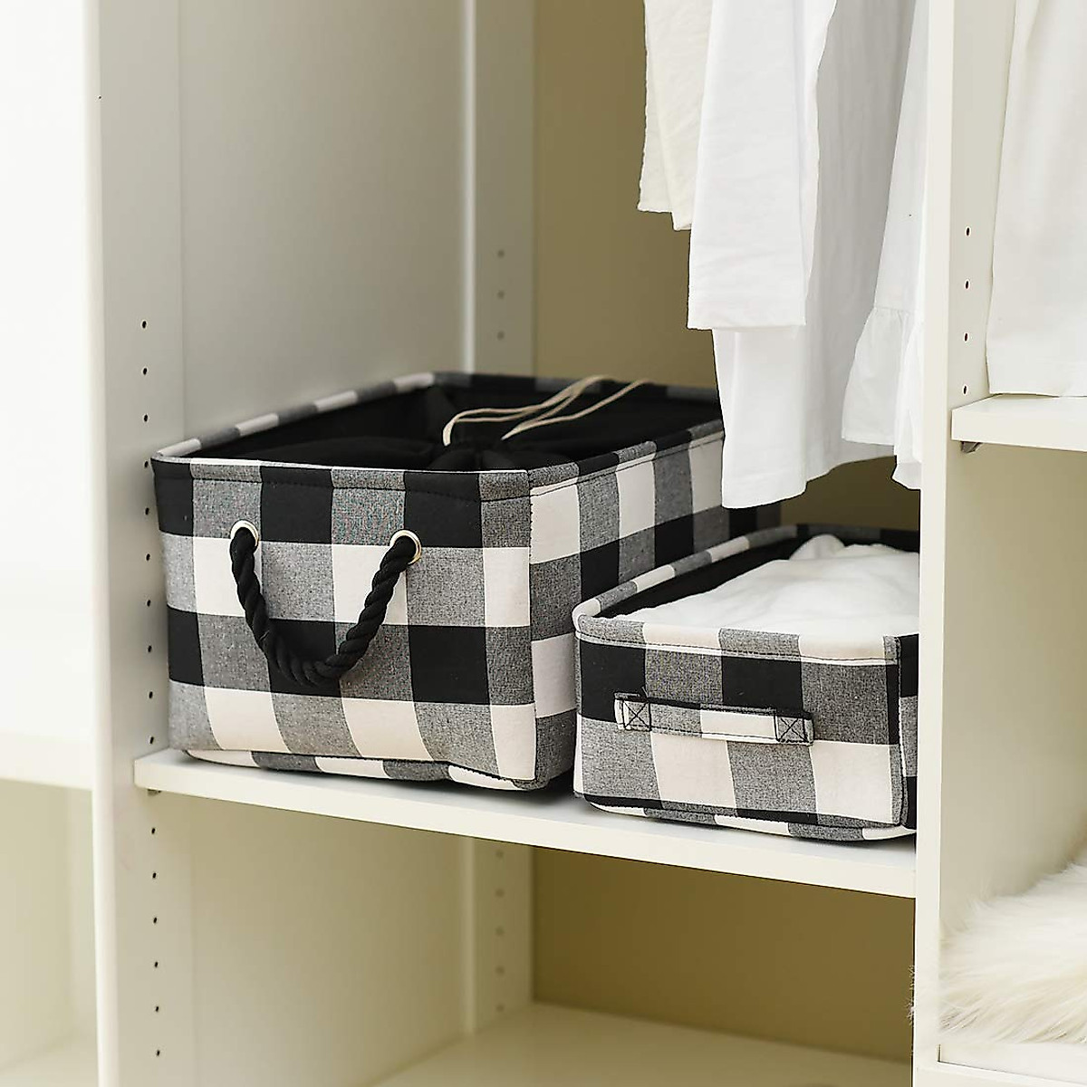 INough Christmas Buffalo Plaid Storage Basket Low Gifts Baskets Christmas Basket for Kids Collapsible Toy Basket Farmhouse Decor Christmas Gifts Toy Box for Baby/Office/Bedroom