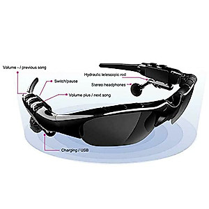 JINYI Wireless Bluetooth Headset with Sports Polarized Sunglasses Music Sunglasses Men Women Sport Sunglasses Smart Glasses Headphone Built-in Mic for Outdoor Cycling Running Driving Fishing