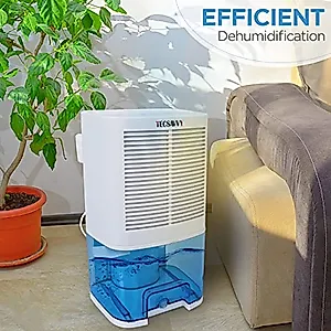 TECSAVVY Advanced Dehumidifier with 2000ml(68oz) with Exhaust Hose, Portable Dehumidifier for Basement that Covers 350 Sq.Ft, 3100 CuFt. for Home Bedroom Bathroom RV Garage Closet with Ultra Quiet and Auto-Shutoff.