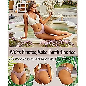 FINETOO Seamless Thongs for Women 6 Pack Sexy V-Wasit Women's Underwear No Show T-back Underwear for Women Panties