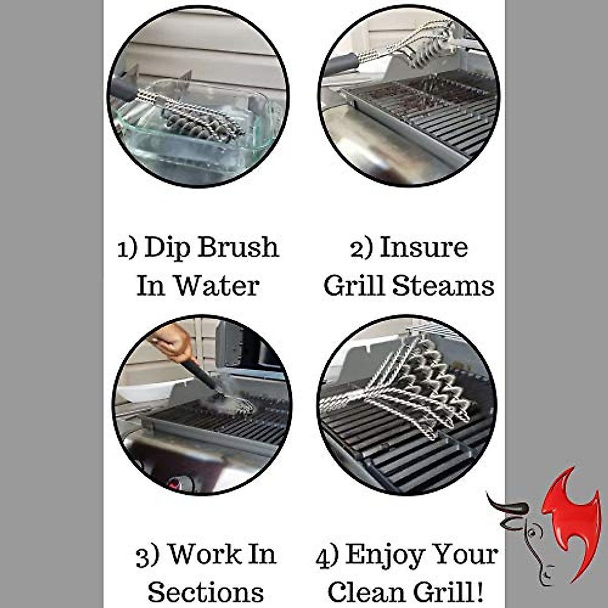 Kona Safe/Clean Grill Brush and Scraper with Speed/Scrape - Bristle Free BBQ Grill Brush - 100% Rust Resistant Stainless Steel Barbecue Cleaner - Safe for Porcelain, Ceramic, Steel, Cast Iron