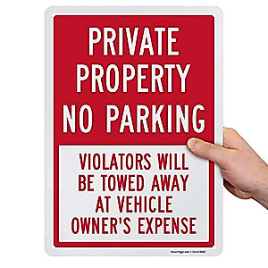 SmartSign Private Property Sign No Parking, Violators Will Be Towed Away at Vehicle Owner's Expense Sign | 10x14 Inches, Engineer Grade Reflective Aluminum
