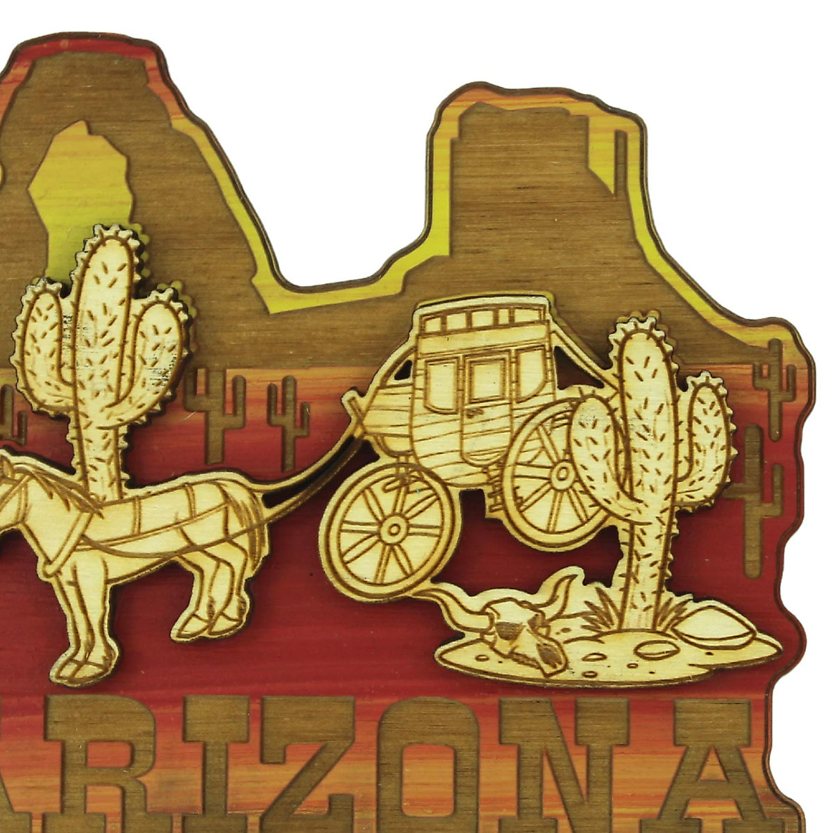 Arizona Souvenir Magnet Gift, Made from Natural Wood Engraved Collectible Magnetic Kitchen Decor for Fridge, Office or Whiteboard