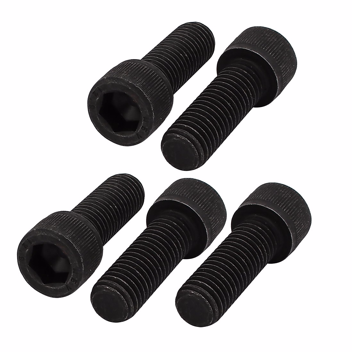 uxcell® 5pcs M12x35mm 12.9 Grade Hex Socket Cap Left Hand Thread Screw Bolt Black