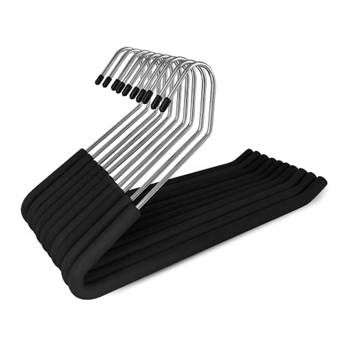 Homa Jia Heavy-Duty Hangers Open Ended Metal Pants Hangers with Non-Slip Friction Foam Coated for Slacks Jeans,Trousers,Skits (10 Pack)
