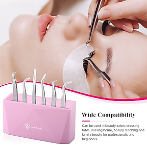 Pretty memory Lash Tweezer Holder 6 Holes Tweezer Holder for Eyelash Extensions Tweezer Stand Display Storage Eyelashes Extension Supplies Lash Accessories Tools, Pink