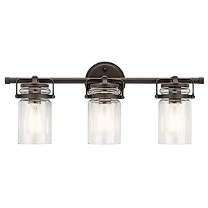 KICHLER Brinley 24" 3 Light Vanity Light with Clear Glass in Olde Bronze®