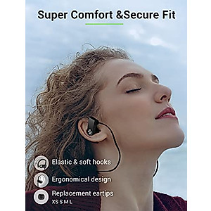 Stiive Bluetooth Headphones, 5.3 Wireless Sports Earbuds IPX7 Waterproof with Mic, Stereo Sweatproof in-Ear Earphones, Noise Cancelling Headsets for Gym Running Workout, 16 Hours Playtime - BlackGrey