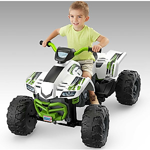Power Wheels Racing ATV Ride-On Battery Powered Vehicle with Multi-Terrain Traction for Preschool Kids Ages 3+ Years, Silver​