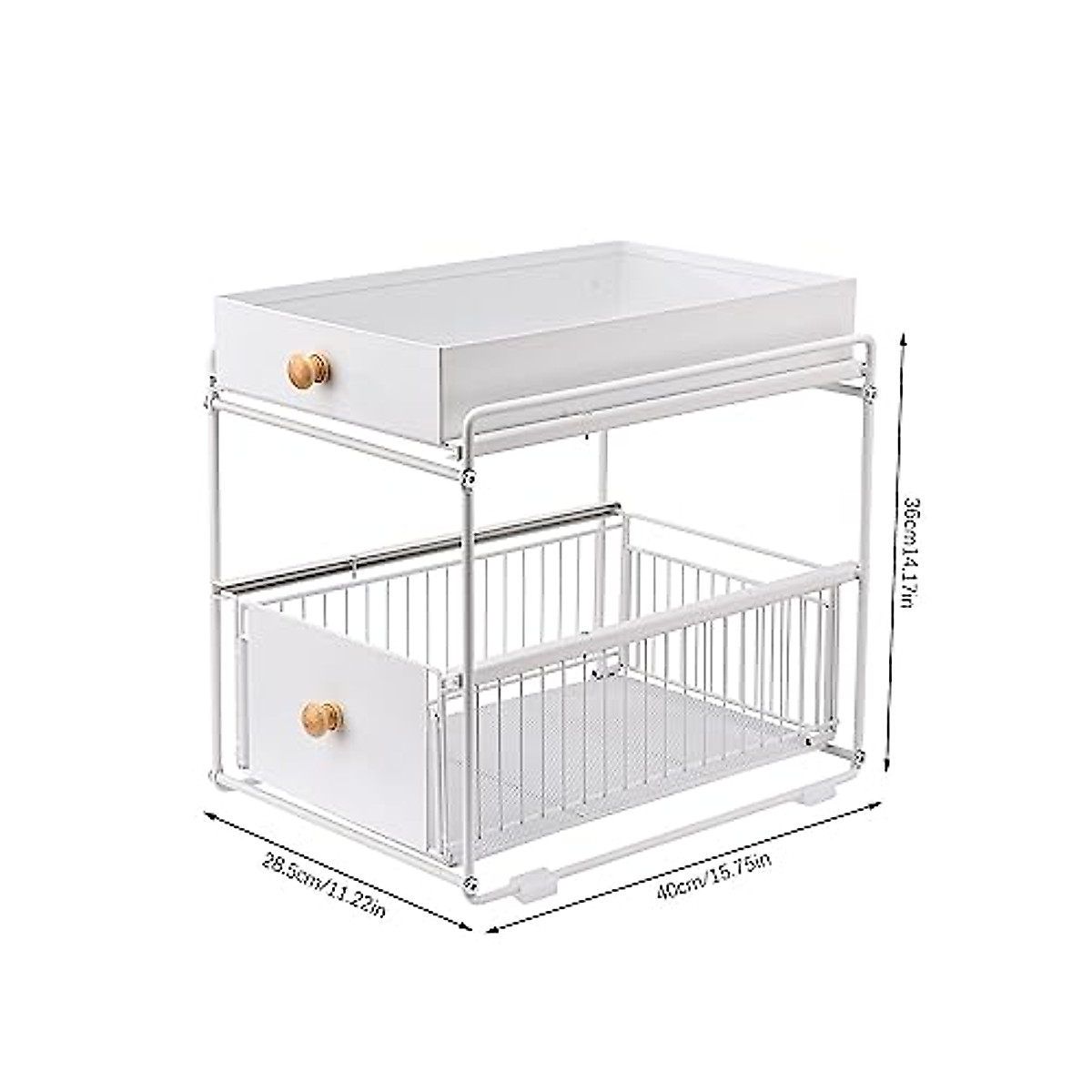 RIAAJ Kitchen Sink Shelf 2 Tier Under The Sink Organizer Sliding Countertop Organizer Slide Out Cabinet Drawer Organizer, Spice Rack Metal Basket Home Shelf for Bathroom Kitchen Sink Organizer, #2