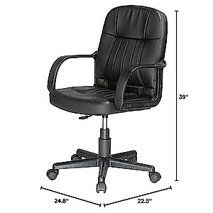 Comfort Products Mid-Back Leather Office Chair, Black