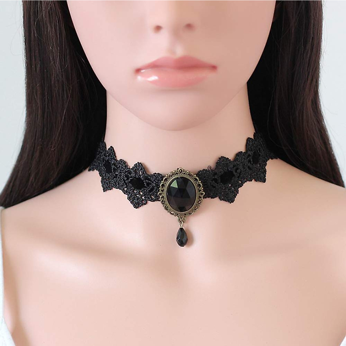 ALAIX Lace Choker with Faux Pearl Sexy Rock Style Vintage Necklace for Women and Girls Black