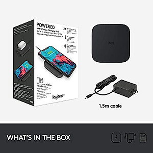Logitech Powered 10W Wireless Charging Pad Graphite for iPhone 12 Pro Max/12 Pro/12/12 mini/SE/11 Pro Max/11 Pro/11/XS Max/XS/X, Samsung Galaxy S10/S10e/S10+, Google Pixel 4/4XL, Airpods, and More