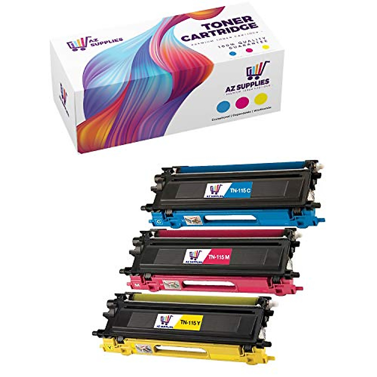 AZ SUPPLIES Toner | 30% More Print Yield | 3-Pack Replace Brother TN115 for DCP-9040CN, DCP-9042CDN, DCP-9045CDN, HL-4040CN, HL-4050CDN, HL-4070CDW, MFC-9440CN, MFC-9450CDN, MFC-9840CDW