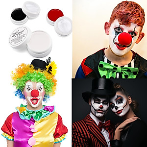 Wismee Clown Makeup Black White Red Cream Face Body Paint Clown Joker Zombie Vampire Skeleton Halloween Costume Fantasy Makeup Fancy Dress Up Cosmetics Set Oil Painting Art (White Red Black)