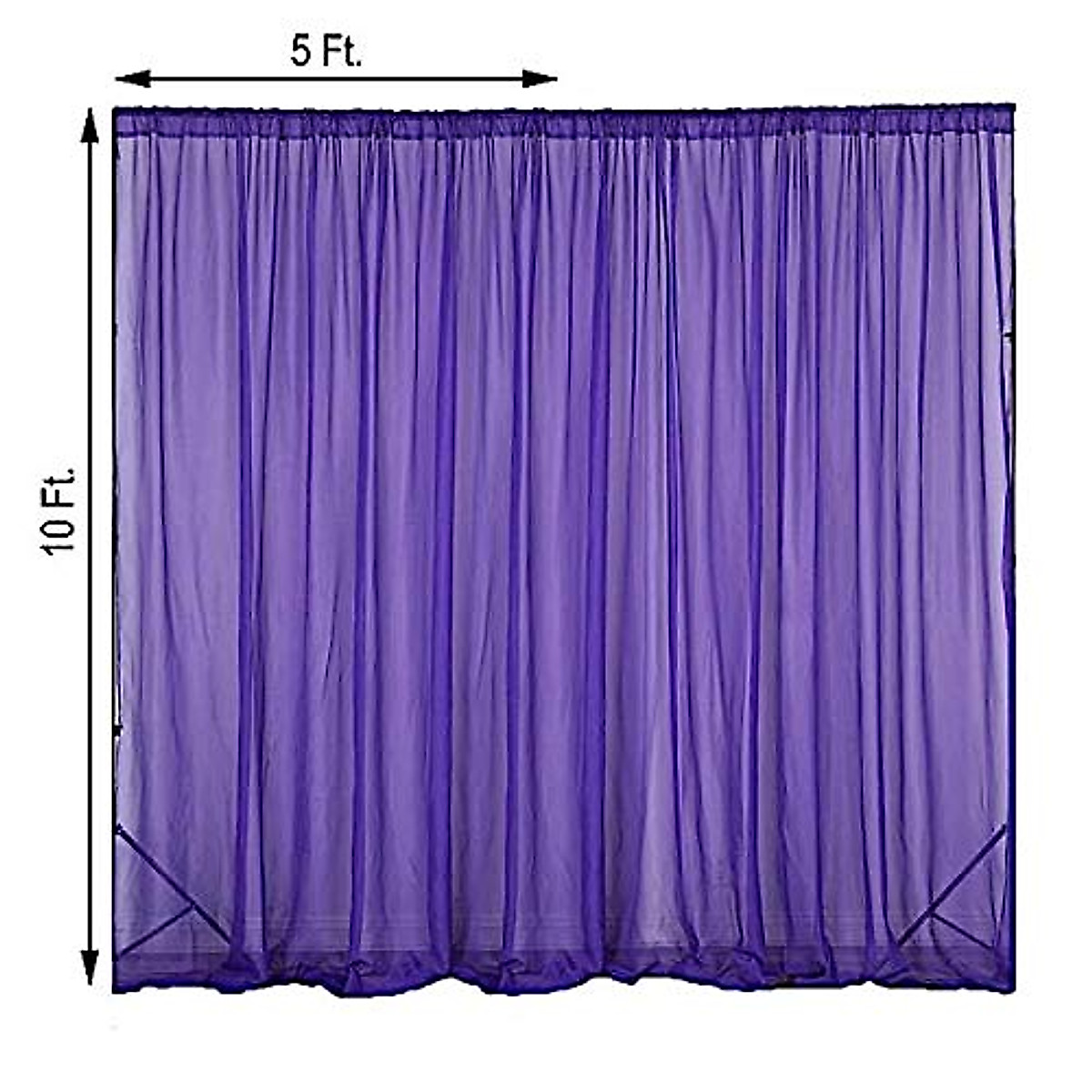 BalsaCircle 10 feet x 10 feet Purple Sheer Voile Backdrop Drapes Curtains 2 Panels 5x10 ft - Wedding Ceremony Party Home Decorations
