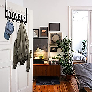 Over The Door Hook Hanger, Towel Holder for Bathroom, (Black)