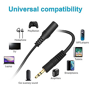 DCEZAEIN Headphone Extension Cable 3ft, Male to Female 3.5mm Audio Cable Compatible with iPhone iPad Tablet Media Players, Hi-Fi Sound Gold Plated Jack Headphone Jack Extender