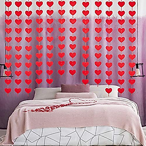 Adeeing 100 Felt Red Hearts Garland Valentines Day Decoration No DIY Required Red Heart Hanging String Garland 4 Pack for Home Wedding Anniversarty Bridal Shower Party Supplies Photo Backdrop