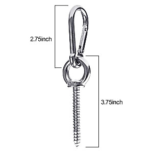 Hammock Hanging Kit, Load Capacity 1400 LBS, Stainless Steel Hammock Hooks Heavy Duty Carabiner Set for Hammock Yoga Swing Chair Indoor Outdoor Hammock Hook for Wall, Trees