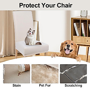 Smiry Velvet Stretch Chair Covers for Dining Room Set of 2, Soft Fit Removable Washable Kitchen Parsons Chair Slipcover Protector, Cream