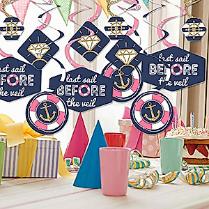Big Dot of Happiness Last Sail Before the Veil - Nautical Bachelorette and Bridal Shower Hanging Decor - Party Decoration Swirls - Set of 40