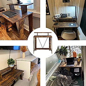 Moon Story Acme 32'' Small Desks for Small Spaces Corner Computer Desk for Bedrooms Writing Desk with Top and Bottom Shelves for Study Home Office(Oak)
