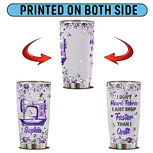 WONWIX Personalized Sewing Gifts For Women Travel Coffee Cup 20oz Stainless Steel Tumbler With Lid Jewelry Style Fabric Quilting Gift for Tailor Seamstress Crochet Lover