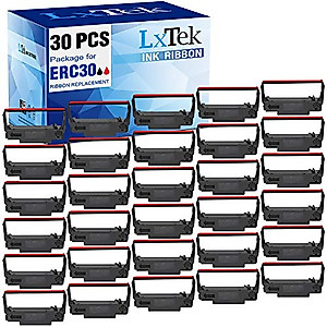 LxTek 30 Pack Compatible Ribbon Replacement for ERC-30, ERC 30 34 38 B/R Used with Epson ERC30 ERC34 ERC38 NK506 Printer (Black and Red) Tray