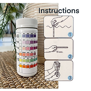 6-in-1 Pool & Spa Test Strips - Ideal for Pools, Hot Tubs and Spas - Easy to Read - 50 Pack