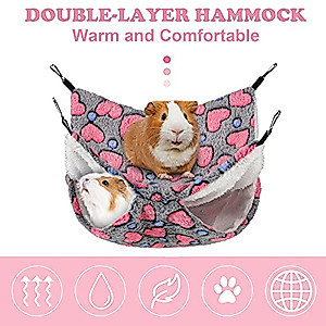 2 Pieces Rat Hammock and Guinea Pigs Soft Blankets Set Ferret Hanging Hammock Small Animal Hammock Guinea Pig Accessories Hamster Mats for Rat Ferret Guinea Pig Squirrel Small Pet (Grey)