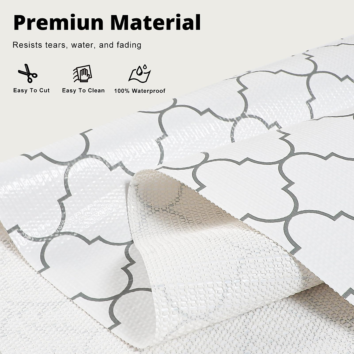 Drawer & Shelf Liner for Kitchen Cabinets, Non-Slip Non-Adhesive Shelf Paper Protect Dresser and Cupboard, Waterproof Drawer Mats for Bathroom, Easy Install