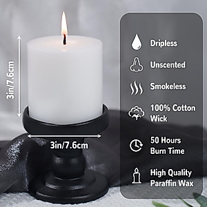TRIRITE White Pillar Candles Set of 6,Unscented Pillar Candles Bulk-3x3 inch,210 Hours Long Burning Smokeless Pillar Candles, Perfect for Wedding,Parties, Spas, Home Gatherings and Dinner