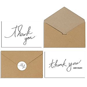 WLIEYEE (48 Pack) Thank You Cards With Envelopes, 6 x 4 Inches Thank You Blank Notes with Stickers for Engagement, Business, Graduation, Baby Shower and Bridal Wedding (White, 48 Pack)