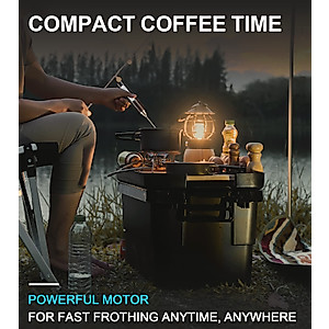 Nahida Black Milk Frother Wand for Coffee, Frother Handheld Rechargeable Electric Whisk with 3 Heads 3 Speeds Drink Mixer Coffee Frother Foam Maker For Latte, Cappuccino, Hot Chocolate, Egg