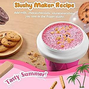 RELPOM® Slushie Maker Cup, TIK TOK Magic Quick Frozen Smoothies Cup, Cooling Cup, Double Layer Squeeze Slushy Maker Cup, Cool Stuff Birthday Gifts for Kids (Pink)