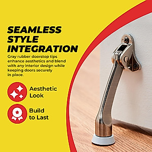 Replacement Rubber Tip for Kickdown / Drop Down Door Stop Holder, Grey, 5 Pack