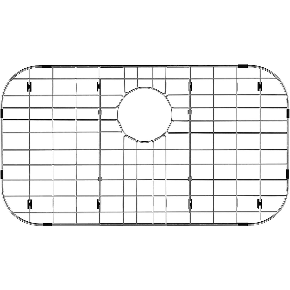 SANNO Sink Grid Sink Protector Grid 26"L X 14"W Kitchen Sink Protector Bottom Grid with Corner Radius Rear Drain Hole, 304 Stainless Steel for Kitchen Sink Grate