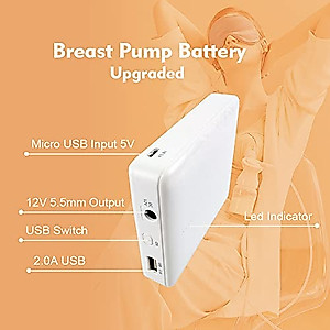 Smarkey 12v Portable Breast Pump Battery and Charger for S1 S2 Medela Pump-in-Style and Lactina Hygeia EnJoye (Easy for Outdoor and Travelling)