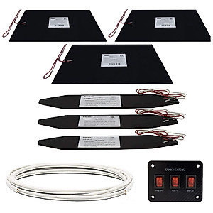 RecPro RV Tank Heater Pad Kit | 12" x 18" | Fresh Water | Gray Water | Holding Tank | Up to 50 Gallons | 12V | Includes Toggle Switch and Wire | Pipe Elbow Heating Pad Included (3 Pads)