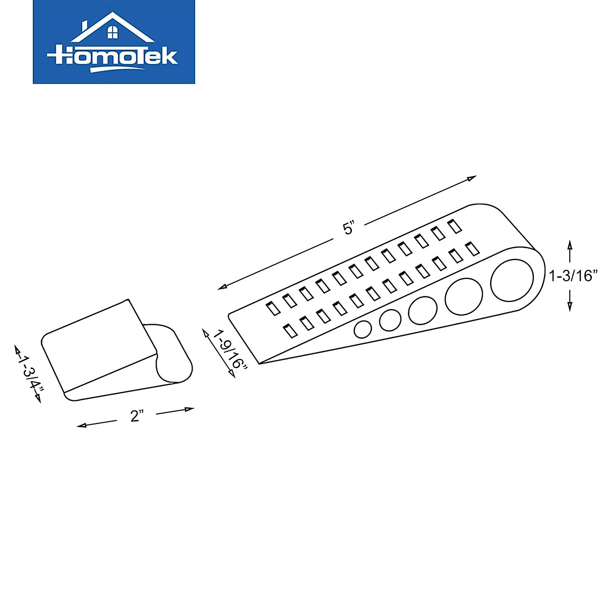 HOMOTEK 10 Pack Wedge Rubber Door Stops Door Chucks Stoppers Wall Protector for Floor & Bottom of Door with Self Adhesive White Holder, 5"x1-9/16"x1-5/16" (Gray)