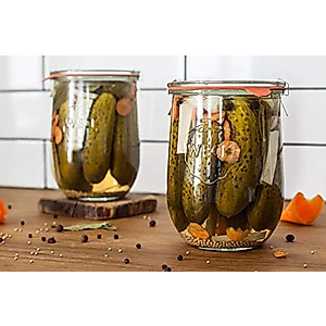 Weck Jars - Weck Tulip Jars 1 Liter - Sour Dough Starter Jars - Large Glass Jars for Sourdough with Glass Lid, Wide Mouth - Suitable for Canning and Storage - 4 Jars