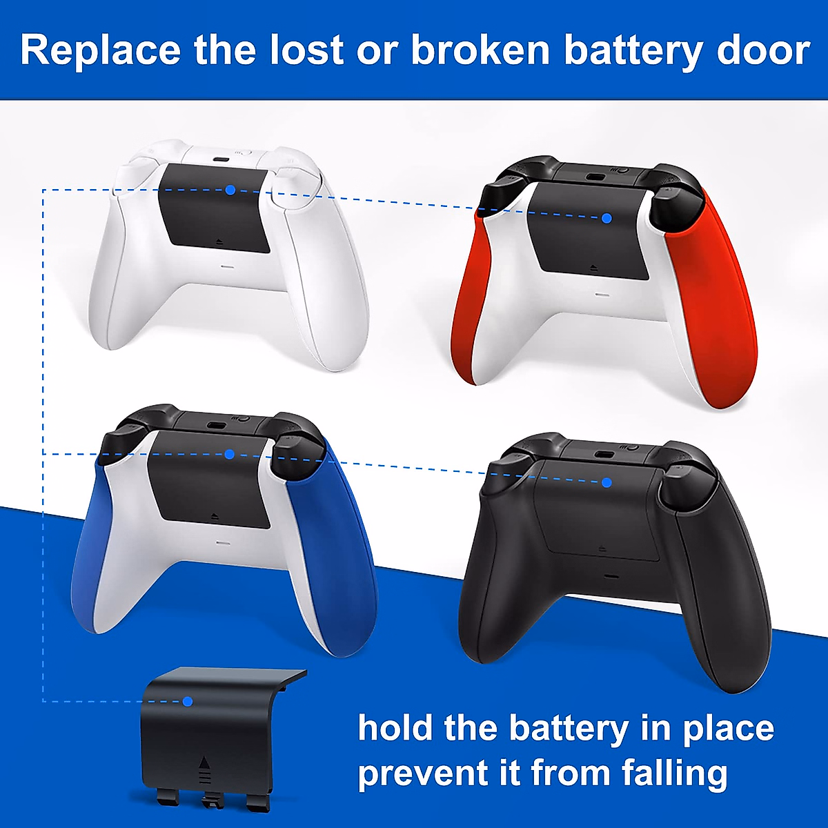 Battery Cover for Xbox Series S, Cheap Replacement Back Shell Door Lid Repair Part to Microsoft Xbox Series X Controller, Black Batteries Port Cap Outside Case for New Xbox Core Wireless Remote,4 Pack