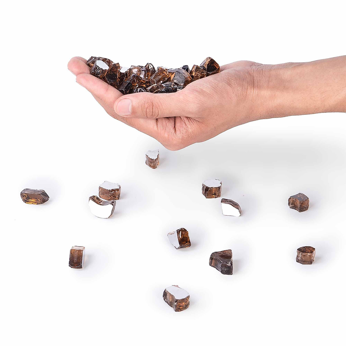 High Luster, 1/2" Reflective Tempered Fire Glass in Cosmic Copper, 10 Pound Jar, by Celestial Fire Glass