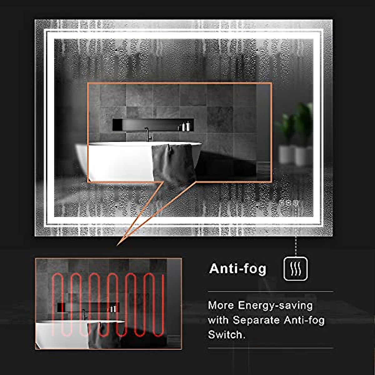 FRALIMK Lighted Bathroom LED Mirror 32" x 44" Wall Mounted Vanity Mirror Dimmable Led Makeup Mirror with High Lumen Anti-Fog Bathroom Vanity Mirror, Horizontally/Vertically Hanging