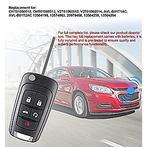 5buttons Flip Key Fob Replacement Fits for Chevy Equinox Camaro 2010-2017 Cruze Malibu Impala Sonic GMC Terrain Buick Lacrosse Regal Verano Encore Car Keyless Entry (Pack of 1)