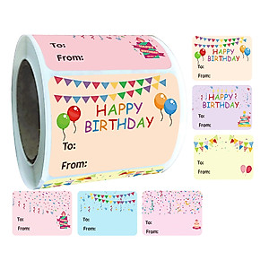 Happy Birthday Gift Tags Name Tags Stickers 1.5 x 2 Inch - Rectangle Christmas to from Labels Present Stickers Festival Birthday Stickers for Kids Party Favors Envelope Packages Seals 300 Pcs