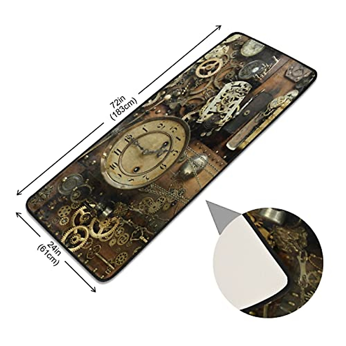 ALAZA Steampunk Ancient Gears Clock Vintage Collection Area Mat Rug Rugs for Living Room Bedroom Kitchen 2' x 6'