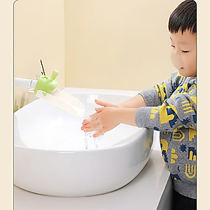 Faucet Extension Tubes, 5.5 Inch x 2.7 Inch Green Silicone and Plastic Fun Hand Extenders for Kitchen and Bathroom Washbasin (green)