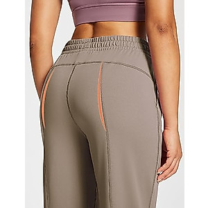 BALEAF Women's Straight Leg Sweatpants Wide Leg Athletic Lounge Pants Pockets Stretch Soft Workout Brown L